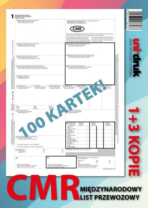 Międzynarodowy List Przewozowy CMR 1+3 100k / 10 egz. > UNI-DRUKarnia